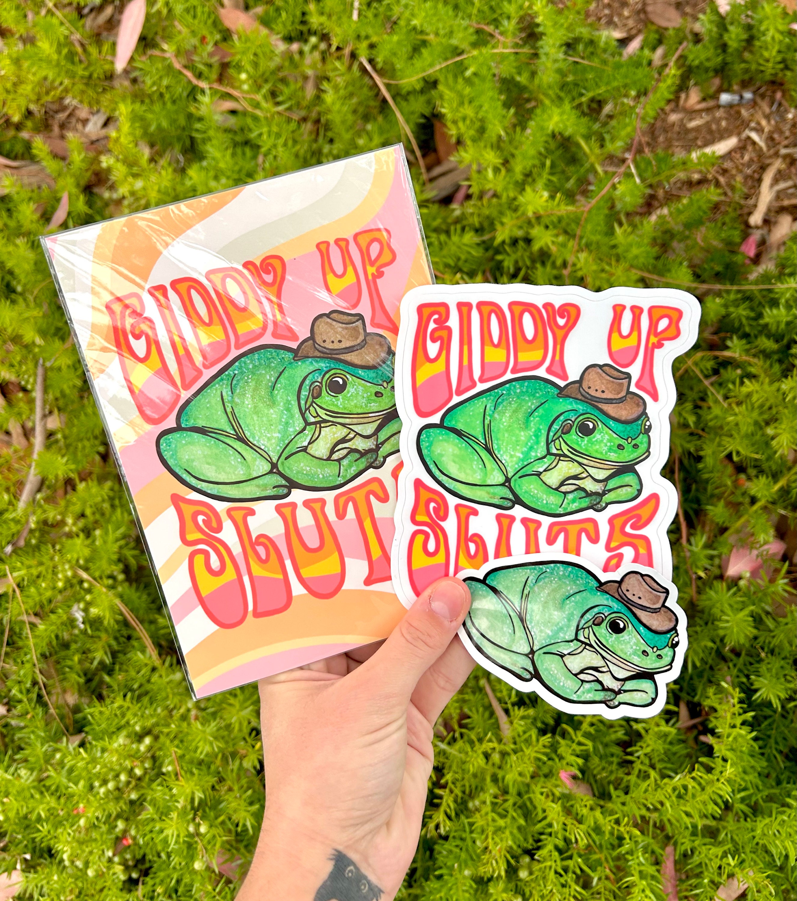 Cowboy Frog Bumper Sticker Giddy up Sluts Car Decal - Etsy