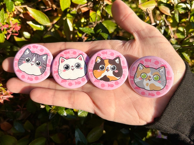 Cat Face Cute Buttons | Metal Cat Person Pins Gift | Calico Naked ...