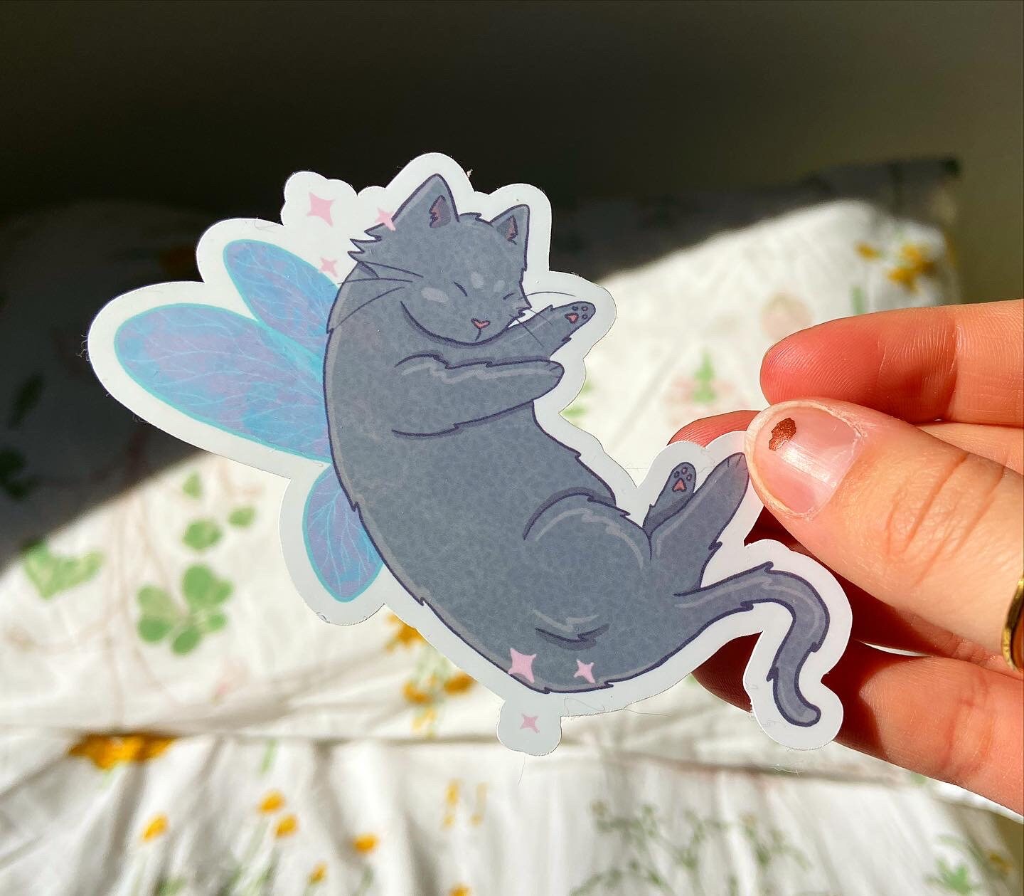 Fairy Cat Stickers Original Vinyl Sticker Glossy | Etsy