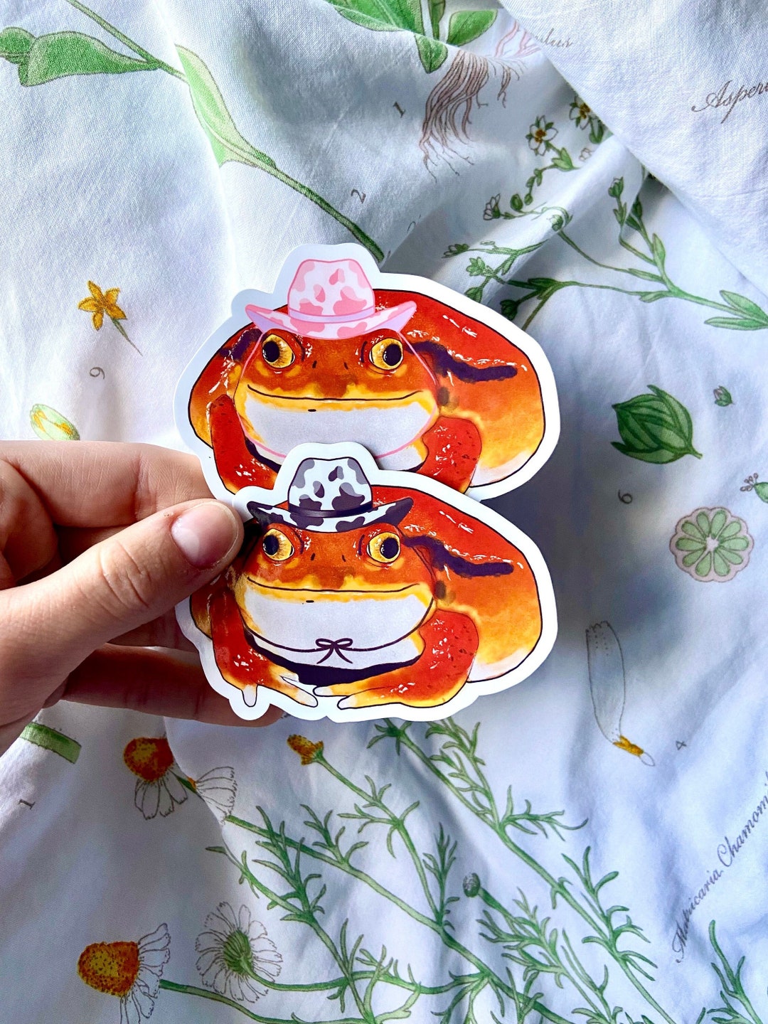 Cowboy Tomato Frog Sticker | Original Watercolor Vinyl Sticker | Black ...