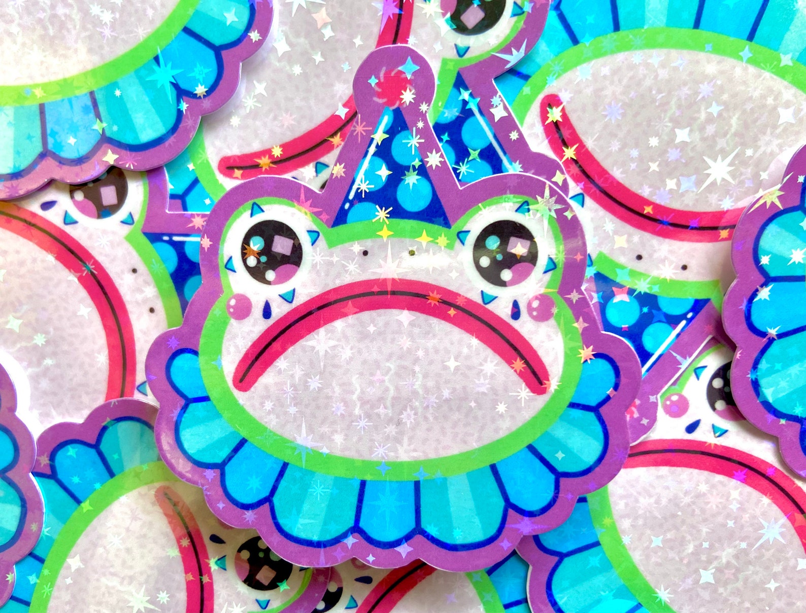 Sad Clown Frog Sticker Original Sparkle Vinyl Sticker - Etsy