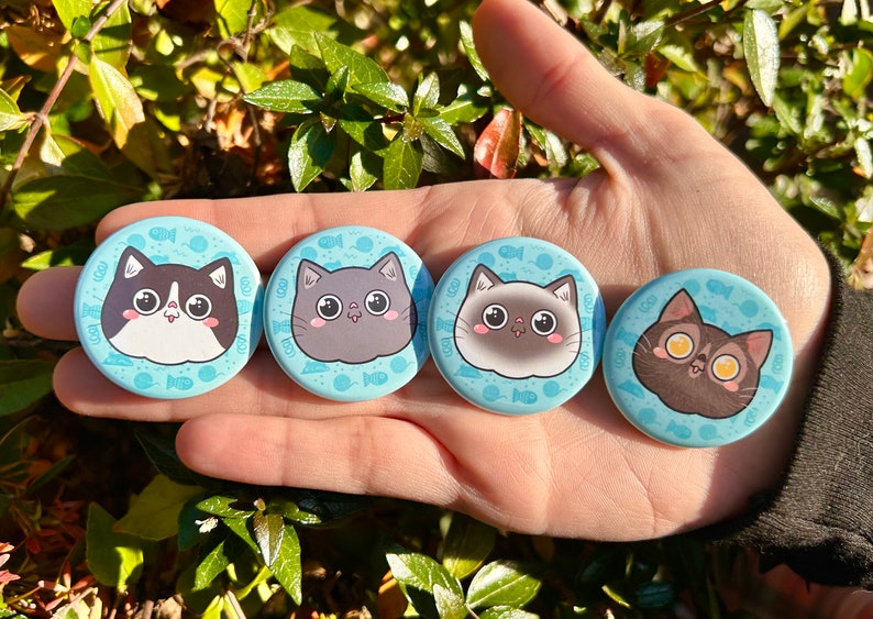 Cat Face Cute Buttons | Metal Cat Person Pins Gift | Calico Naked ...