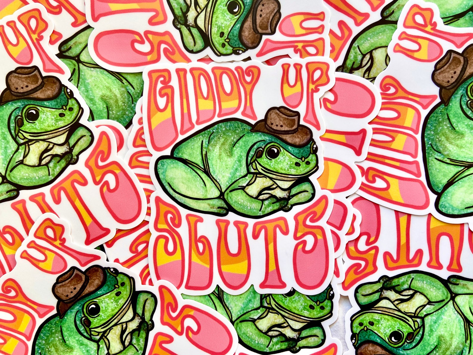 Cowboy Frog Bumper Sticker Giddy up Sluts Car Decal - Etsy