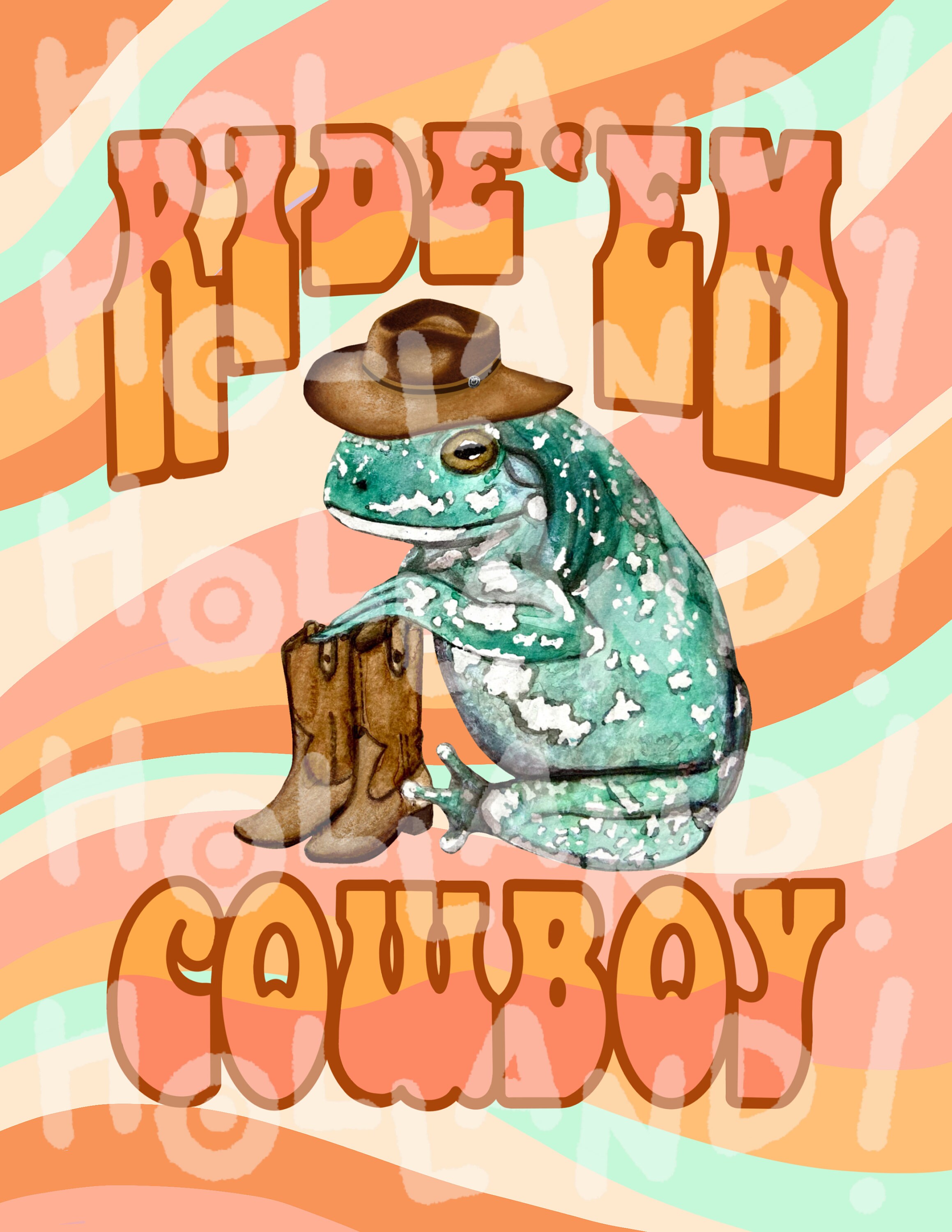 Cowboy Frog Original Art Print Ride 'em Cowboy Poster - Etsy