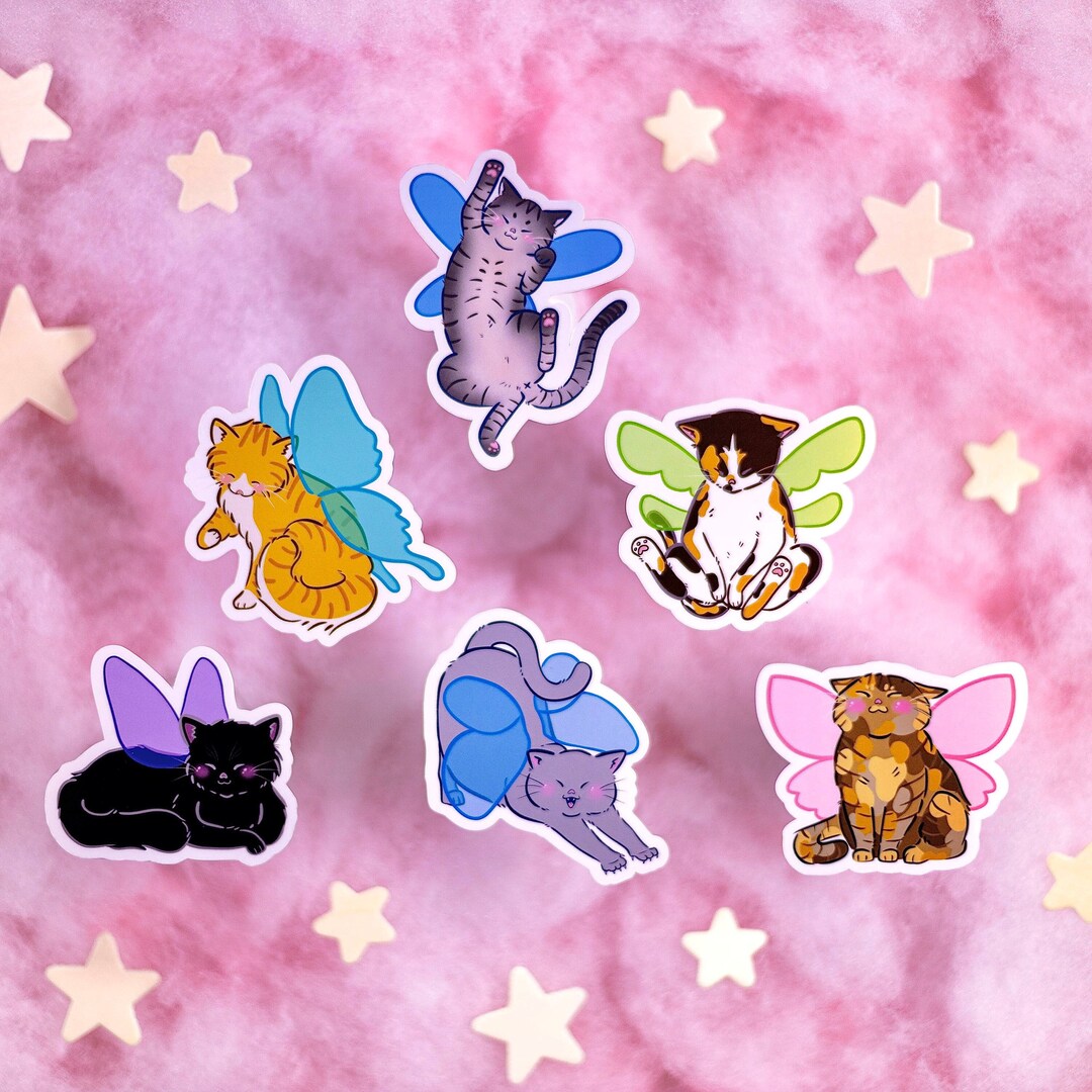 Fairy Cat Stickers | Original Vinyl Sticker | Glossy Water-resistant ...