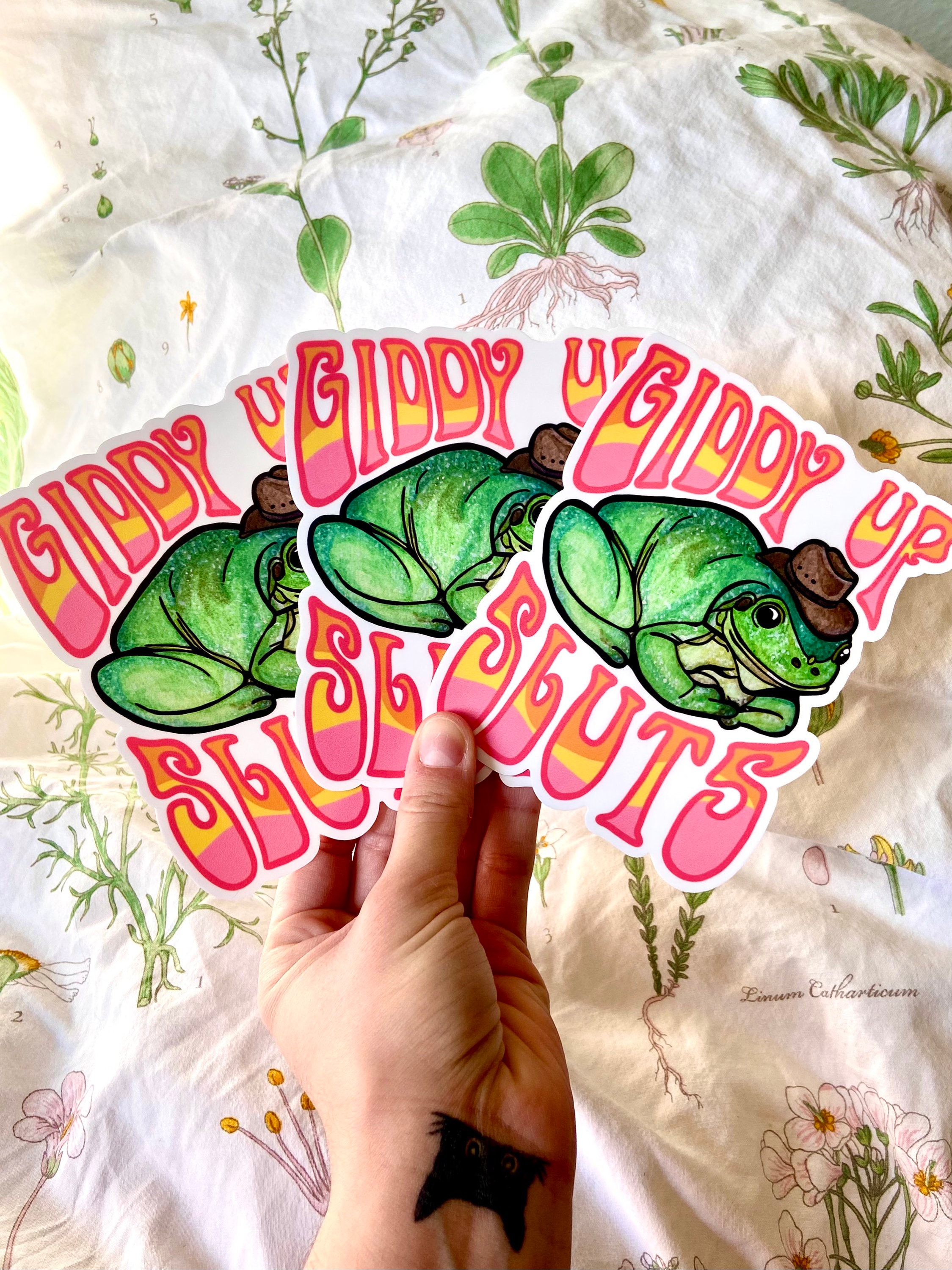 Cowboy Frog Bumper Sticker Giddy up Sluts Car Decal - Etsy