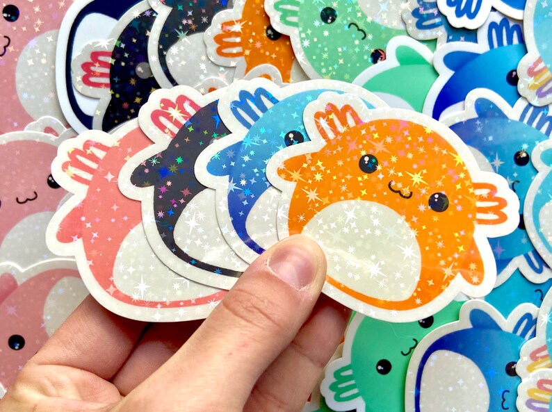 Axolotl Squishmallow Stickers | Original Sparkle Vinyl Sticker | Glossy ...