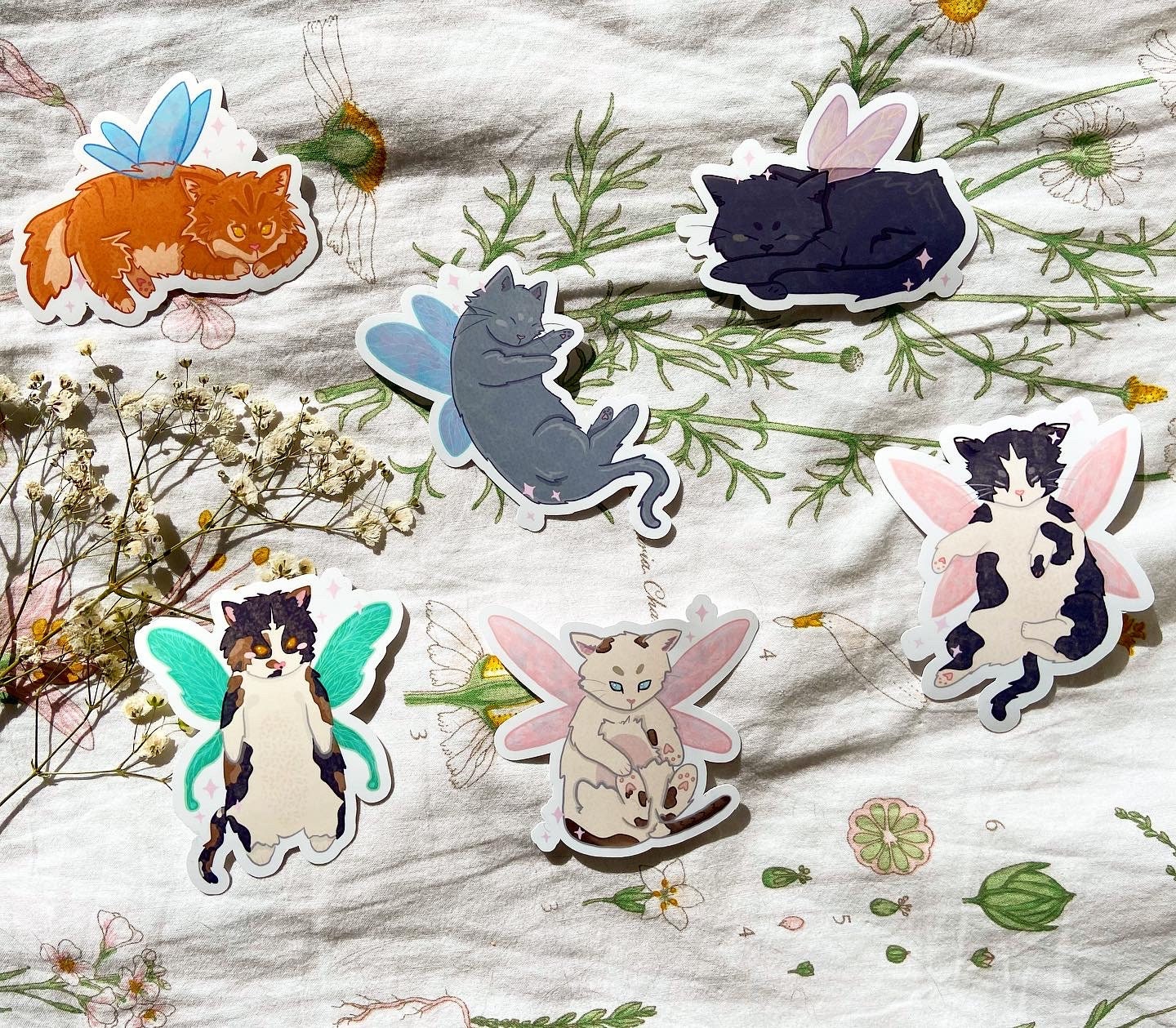 Fairy Cat Stickers Original Vinyl Sticker Glossy | Etsy
