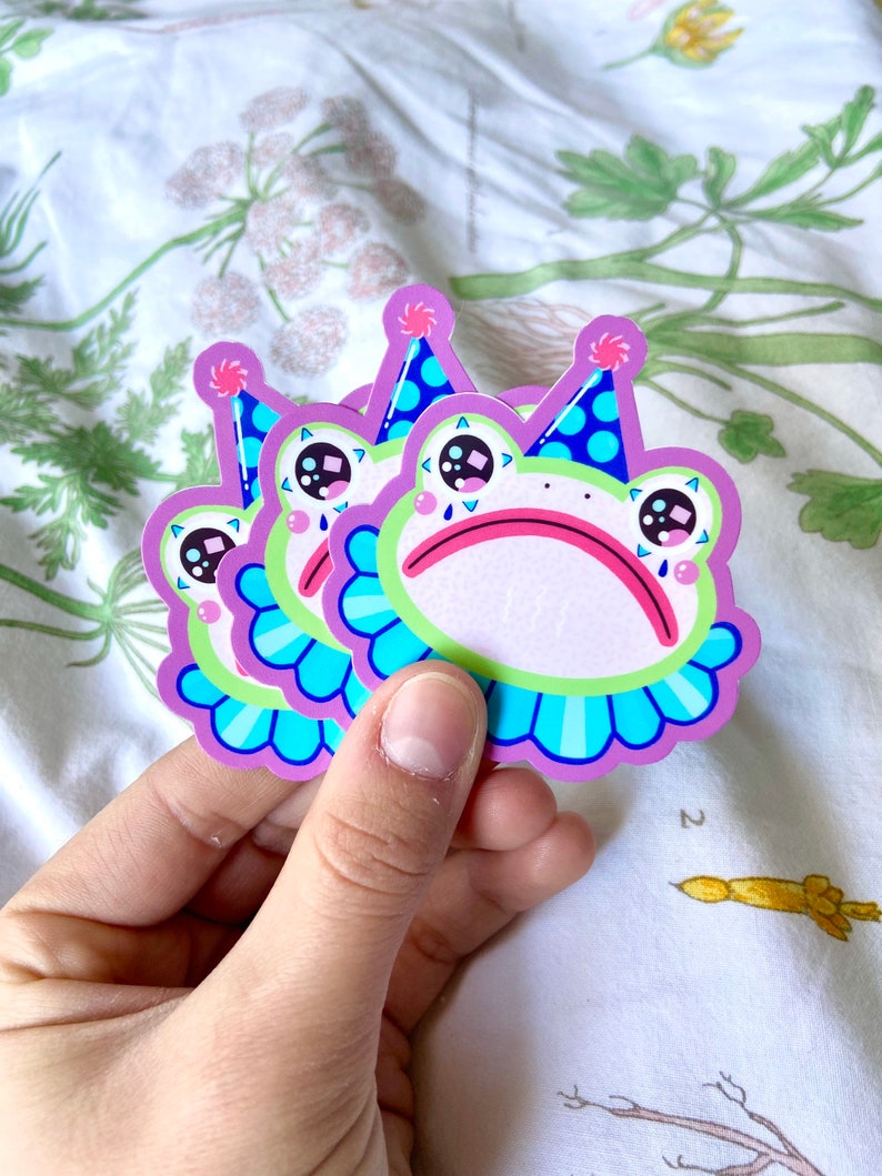 Sad Clown Frog Sticker Original Sparkle Vinyl Sticker - Etsy