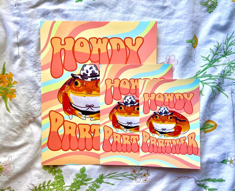 Cowboy Frog Original Art Print | Howdy Partner Poster | Quirky Wall ...