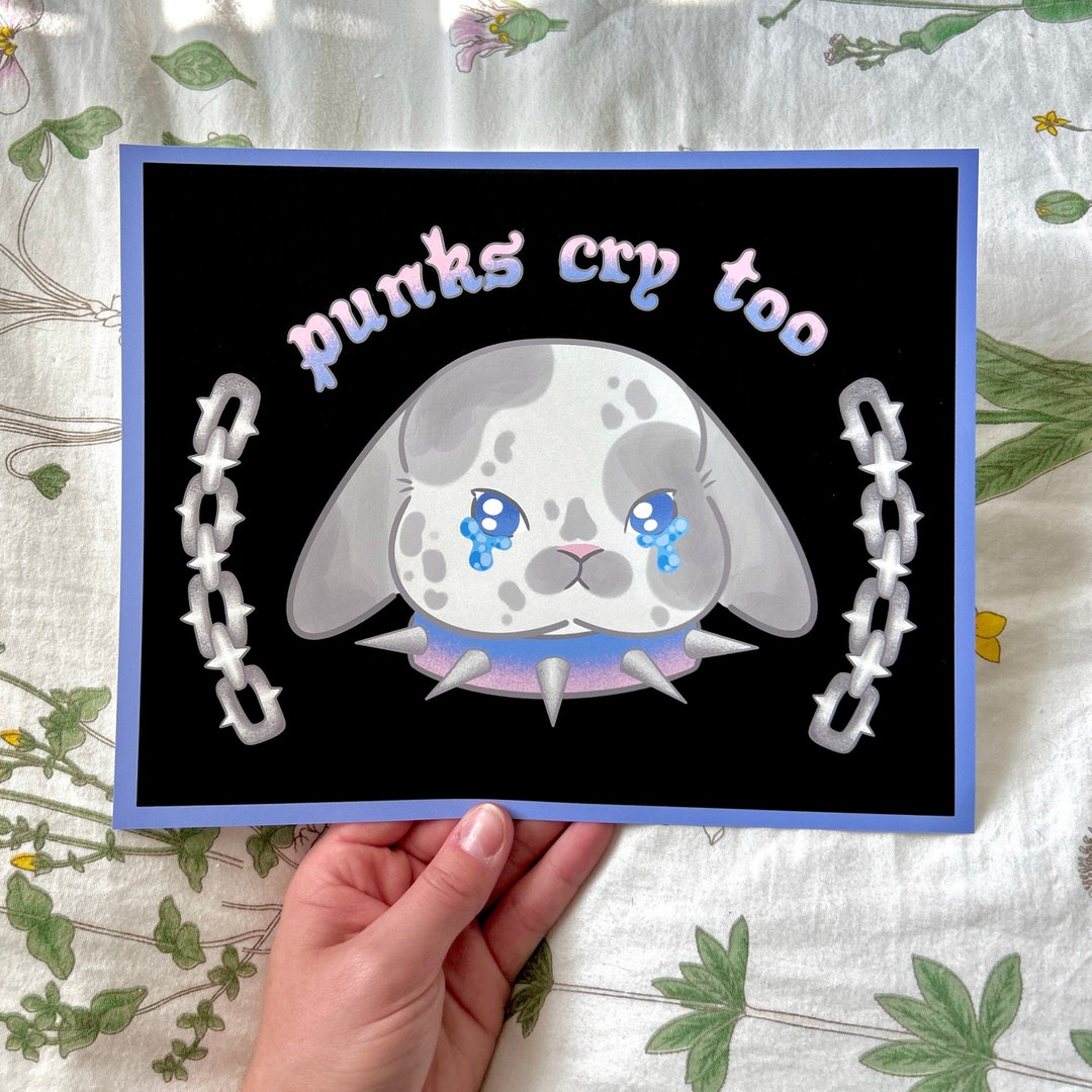 Punks Cry Too Bunny Rabbit Art Poster | Original Art Print | Punk Wall ...