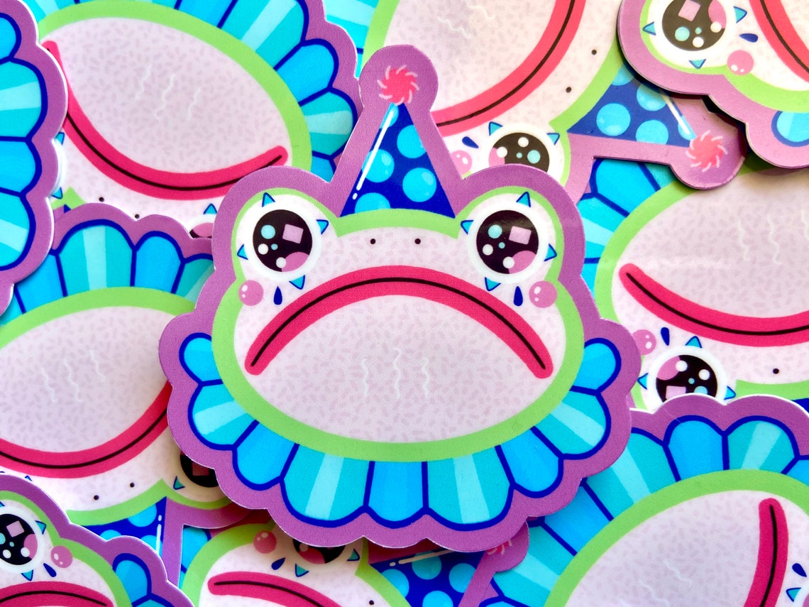 Sad Clown Frog Sticker Original Sparkle Vinyl Sticker - Etsy