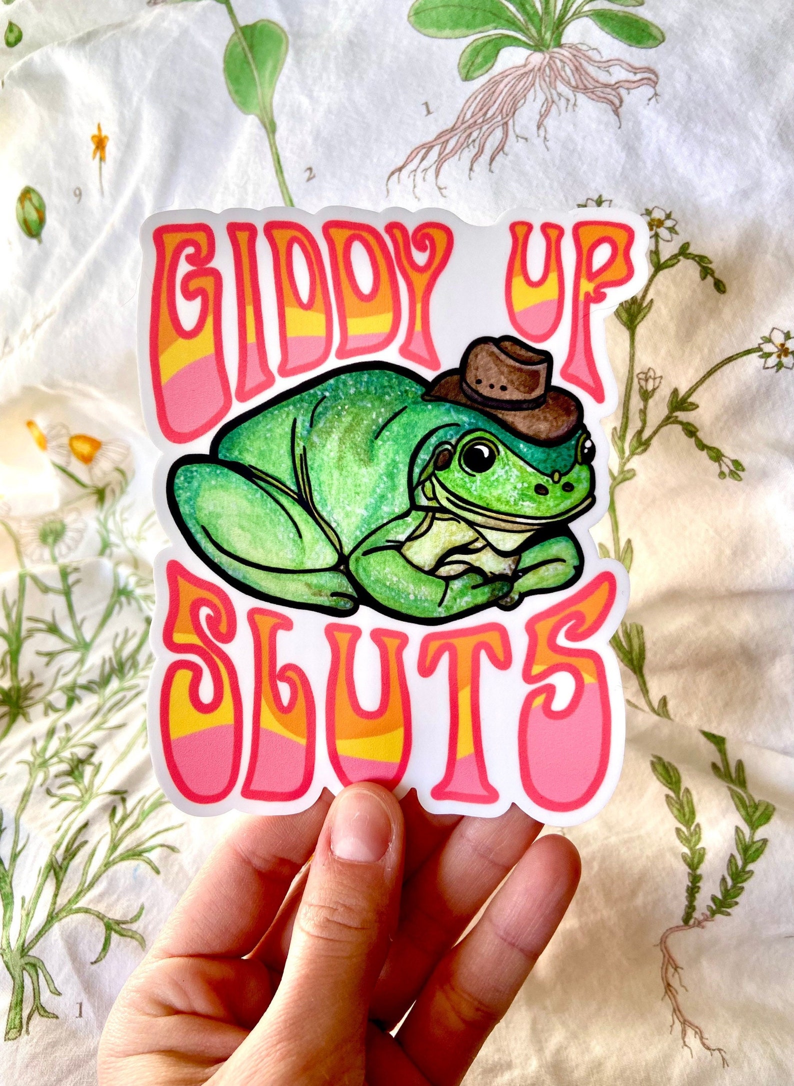 Cowboy Frog Bumper Sticker Giddy up Sluts Car Decal - Etsy