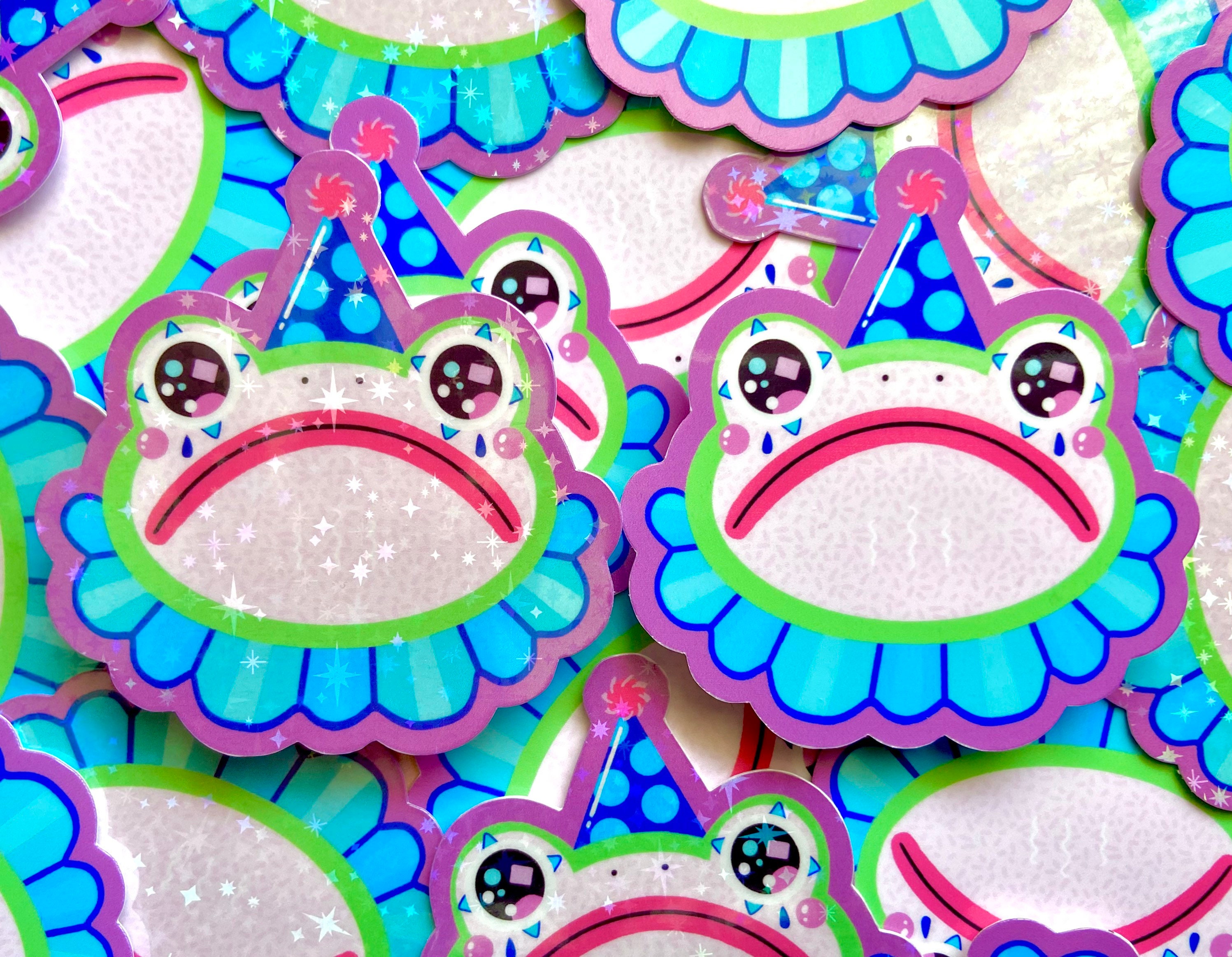 Sad Clown Frog Sticker Original Sparkle Vinyl Sticker - Etsy