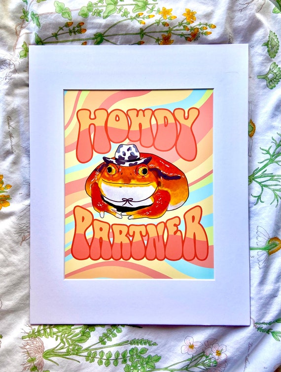 Cowboy Frog Original Art Print Howdy Partner Poster Quirky - Etsy