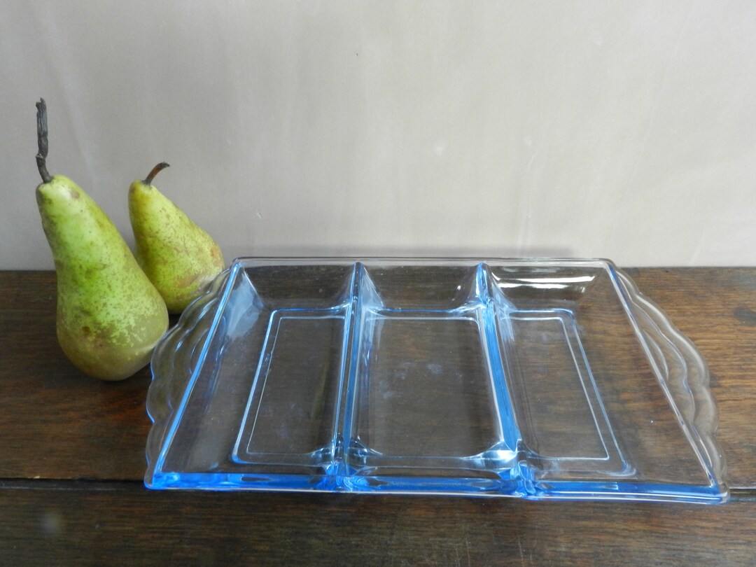 Vintage Depression Glass Light Blue Tray - Etsy