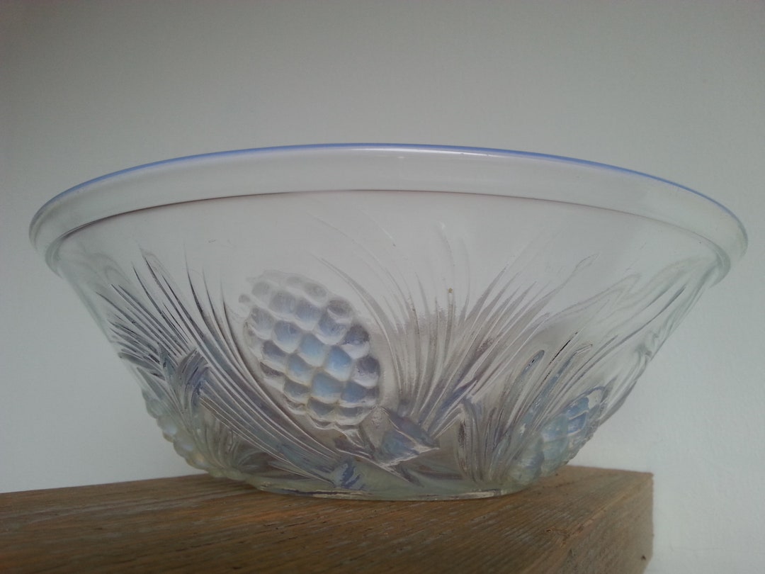 Art Déco Jobling Opalescent Glass Bowl, Fir Cone Pattern - Etsy