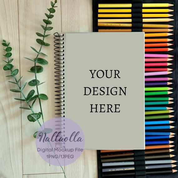Colored Pencils Mock-up/1jpeg/1png/spiral Notebook Mockup/gray - Etsy