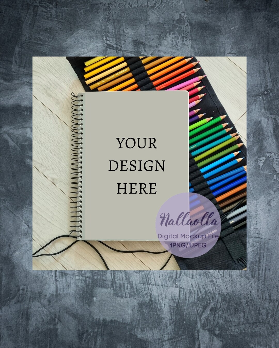 Colored Pencils Mock-up/1jpeg/1png/spiral Notebook Mockup/gray Notebook ...