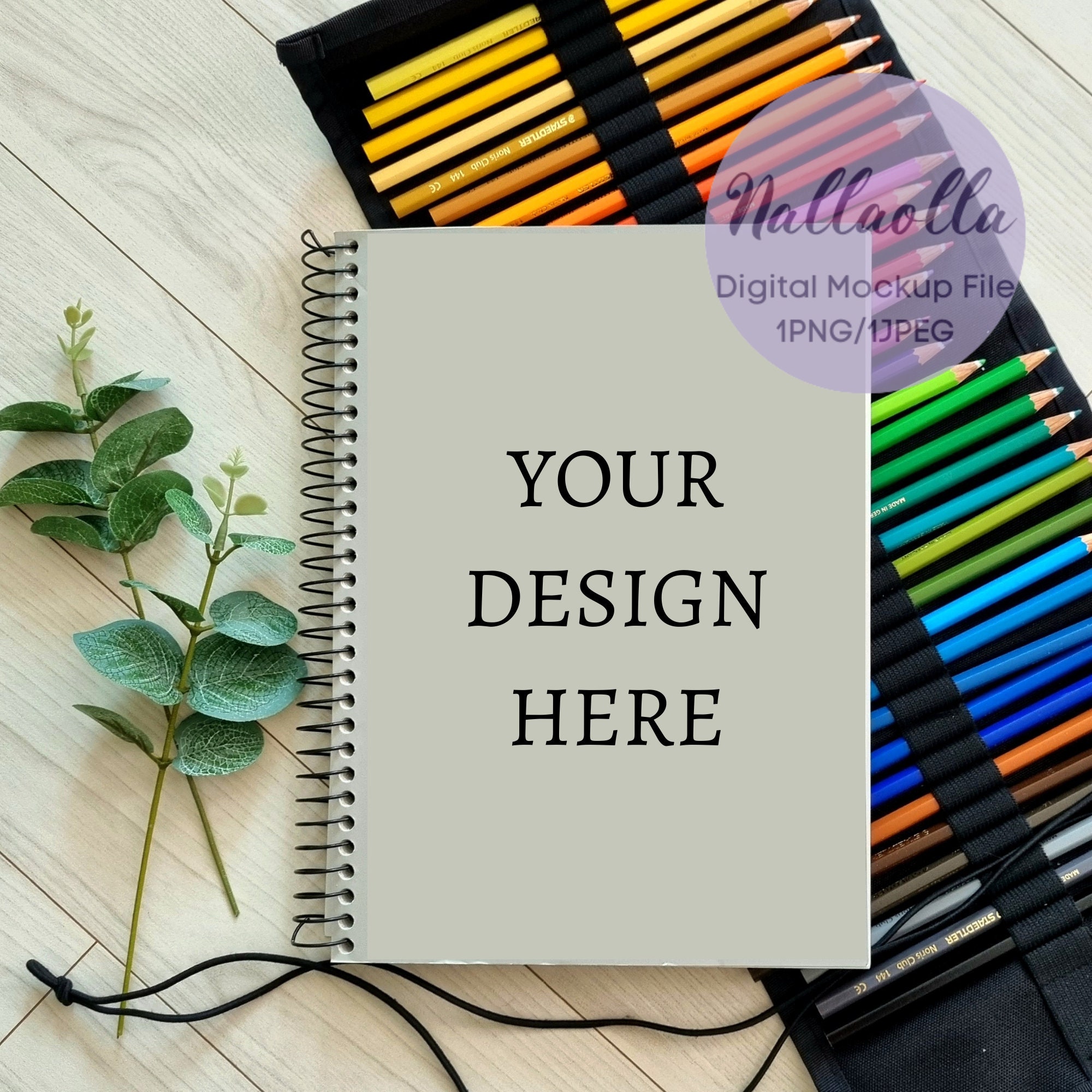 Colored Pencils Mock-up/1jpeg/1png/spiral Notebook Mockup/gray Notebook ...