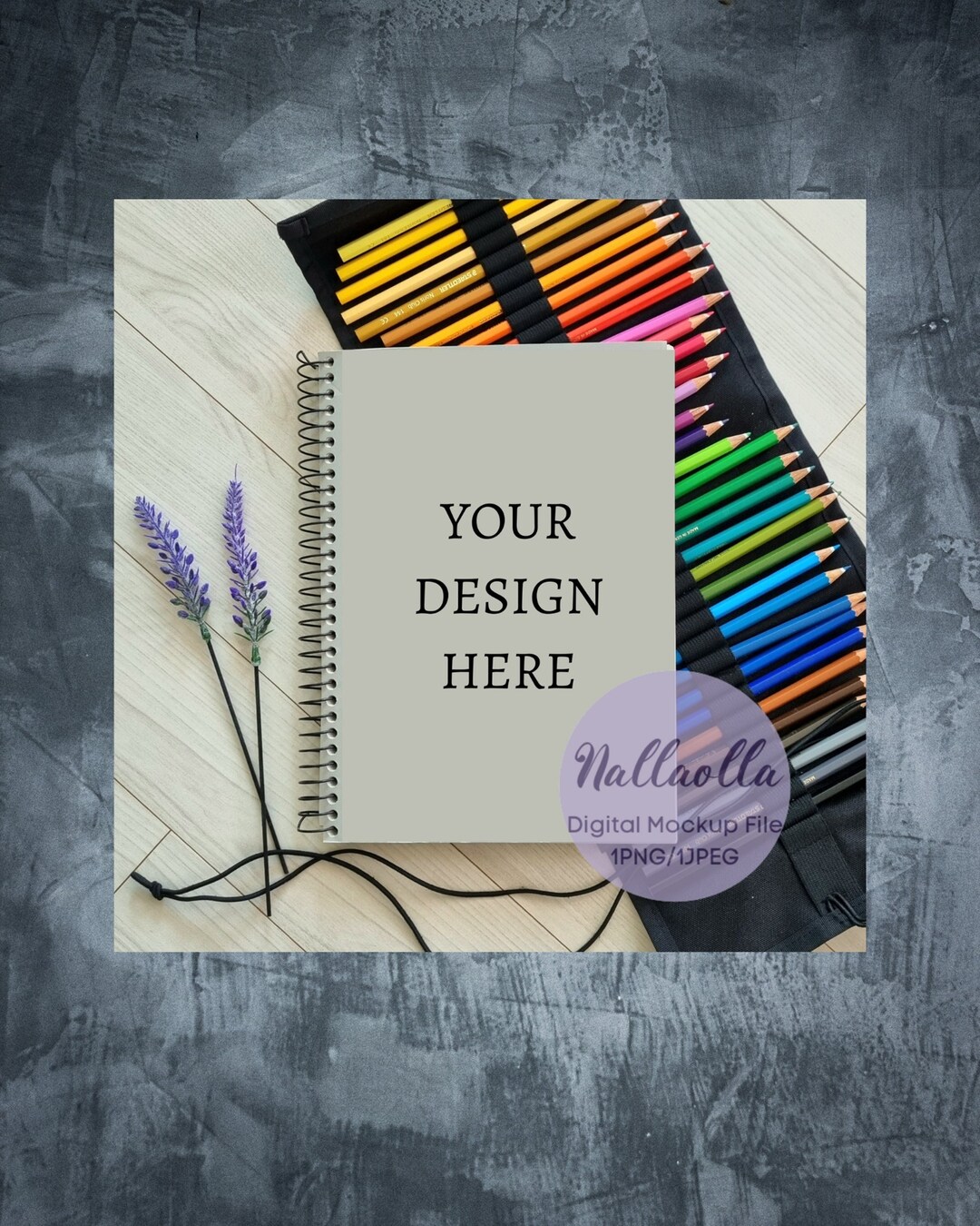 Colored Pencils Mock-up/1jpeg/1png/spiral Notebook Mockup/gray Notebook ...