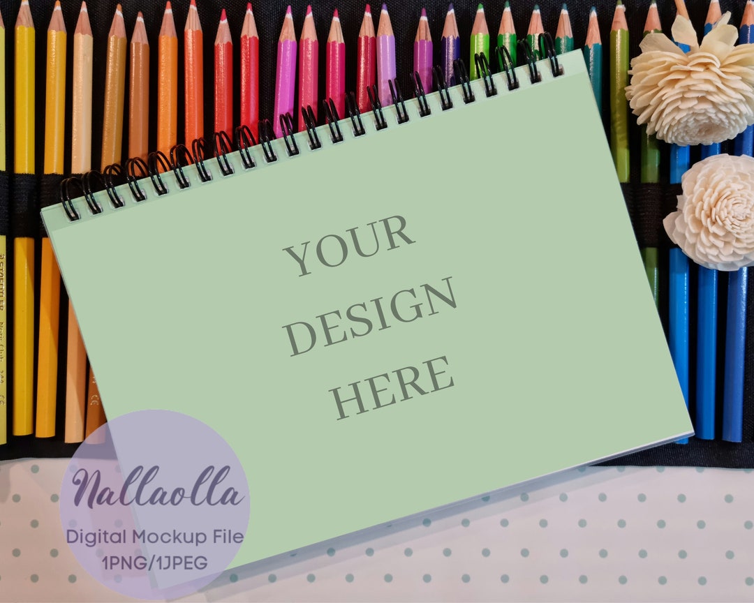 Colored Pencils Mock-up/1jpeg/1png/spiral Notebook Mockup/mockup Image ...