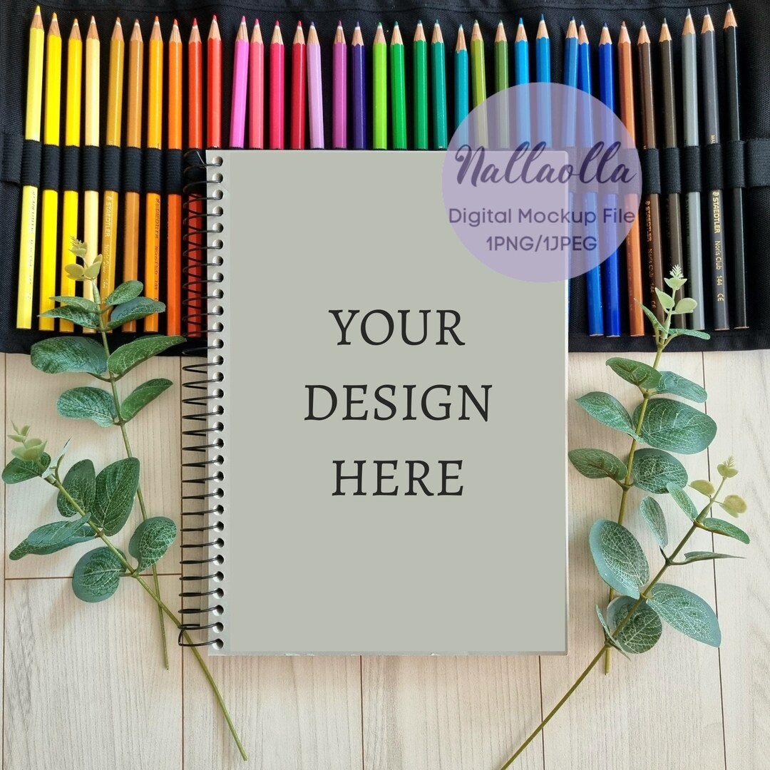 Colored Pencils Mock-up/1jpeg/1png/spiral Notebook Mockup/gray - Etsy