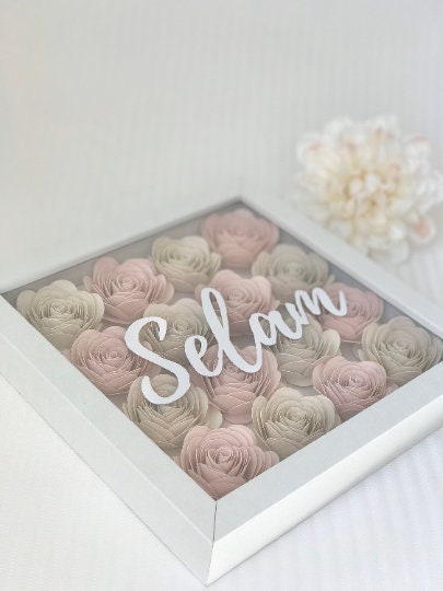 Shadow Box with Roses personalized with Name | Etsy