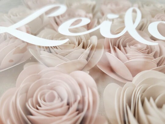 Shadow Box with Roses personalized with Name | Etsy