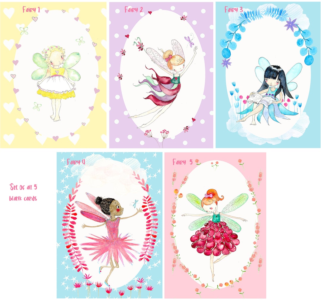 Whole Set of Fairy Cards. 5 Cards - Etsy