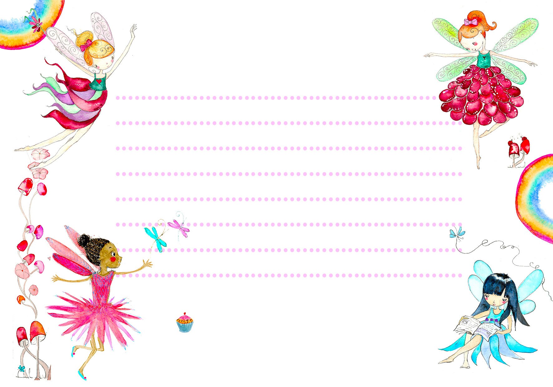 Fairy Stationery for Girls, Personalised Set of 12 X A6 Cards Envelopes ...