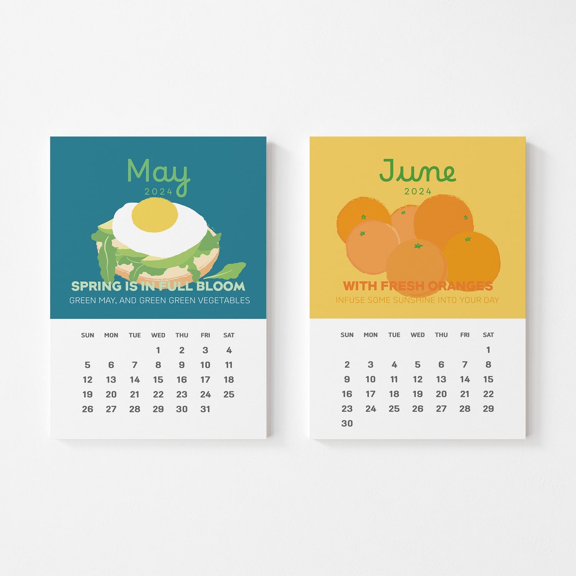 Printable Calendar 2024, Colorful Calendar, Cute Calendar, PDF A4 A3 ...