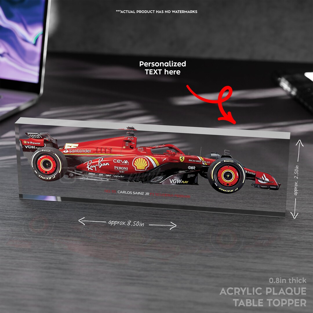 F1 Racing Gifts for Ferrari Fan Carlos Sainz Clear Acrylic Prism Table ...