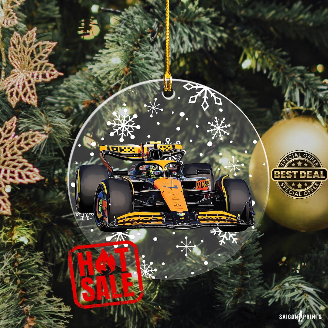 F1 Racing Car Christmas Ornament, Lando, Clear Acrylic Tree Decor - Etsy