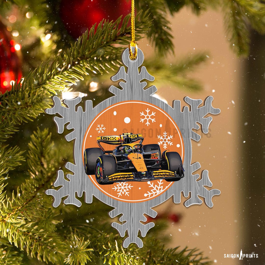 F1 Lando Norris Car Wooden Tree Snowflake, Decor Formula 1 Racing ...