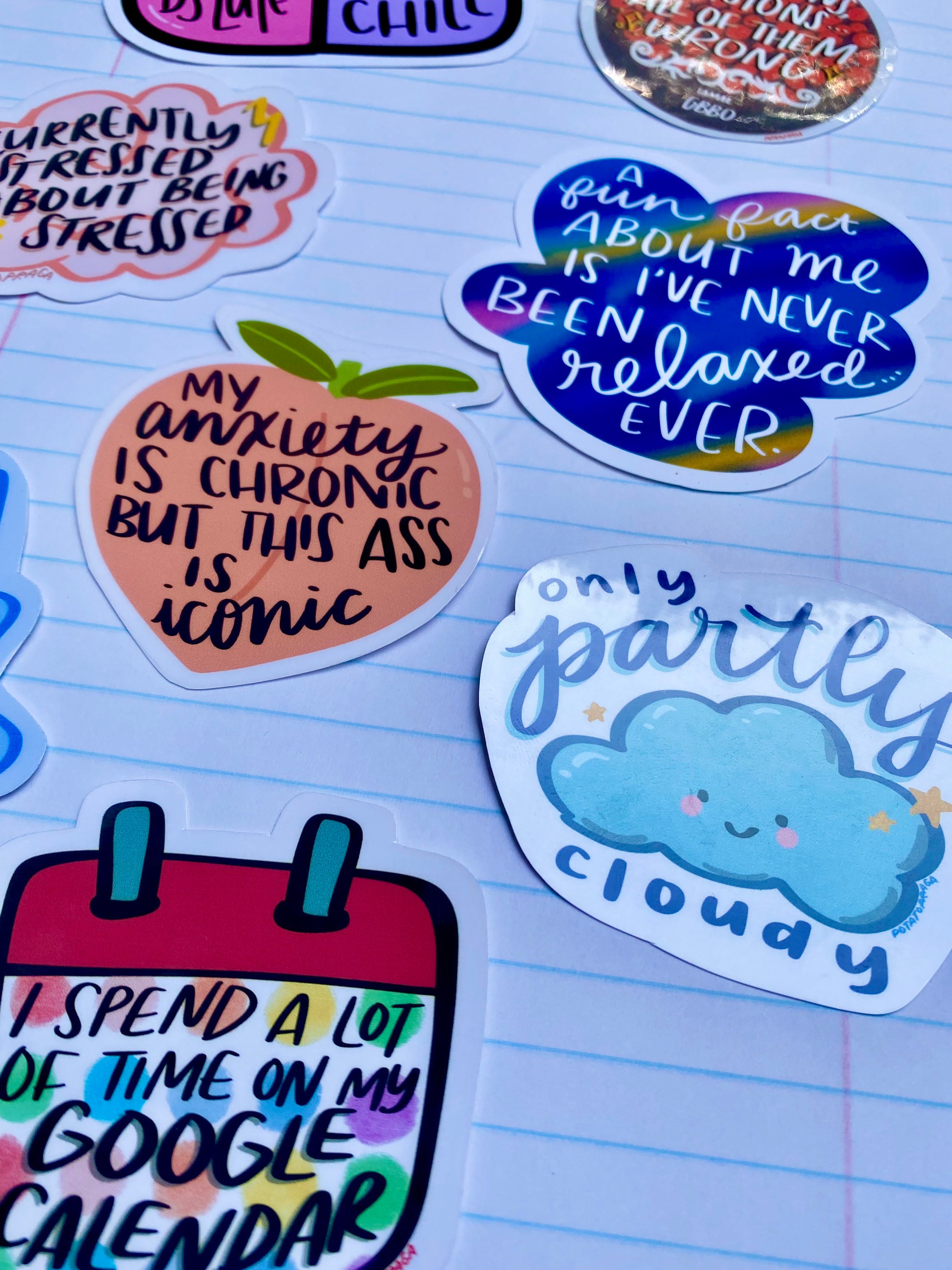 Anxiety Sticker Set of 5 Free Shipping Laptop Sticker - Etsy
