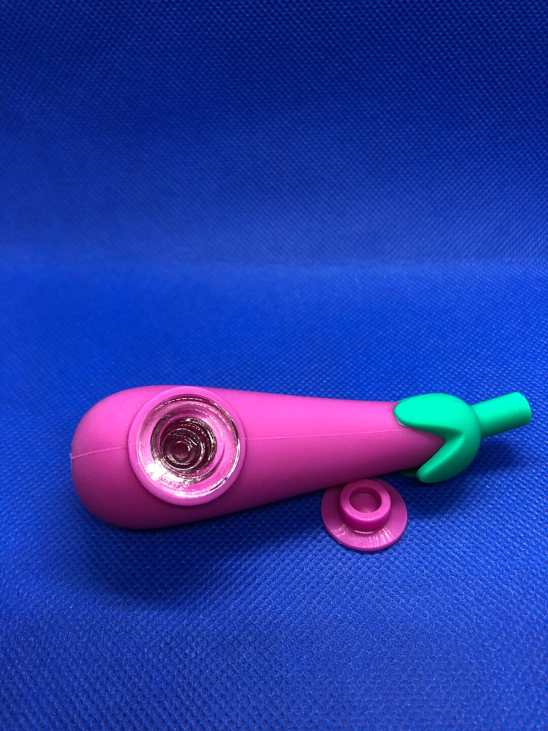 Silicone Eggplant Emoji Pipe W/ Tempered Glass Bowl Glass Smoking Pipe ...