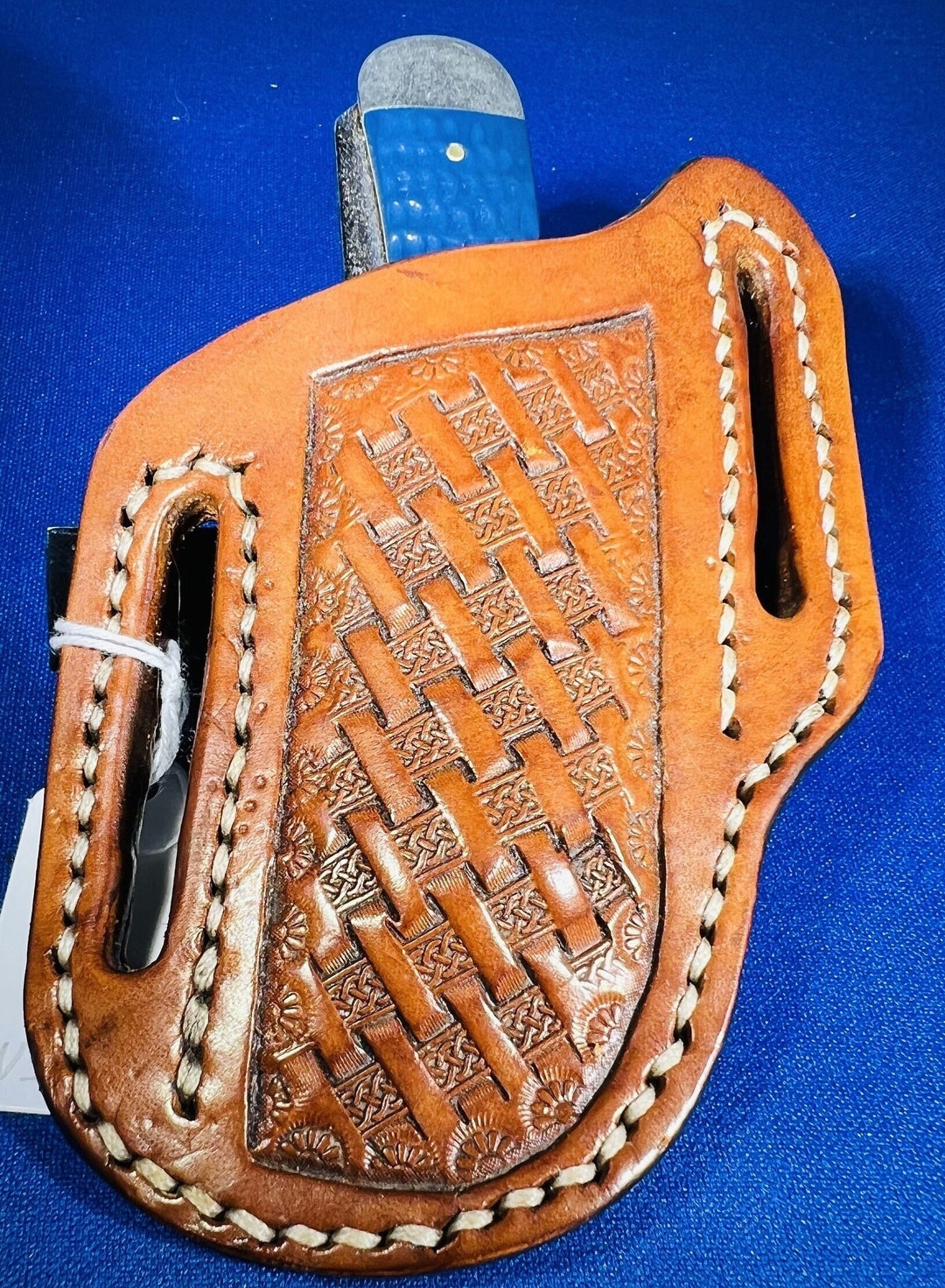 Pancake Sytle Basket Weave Leather Knife Holster With New Case US ...