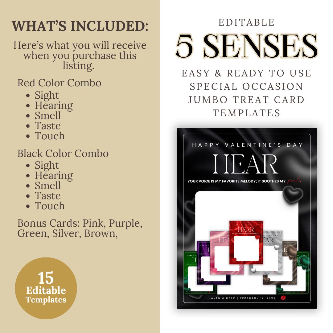5 Senses Gift Box Template, 5 Senses Jumbo Treat Card Templates, 5 ...