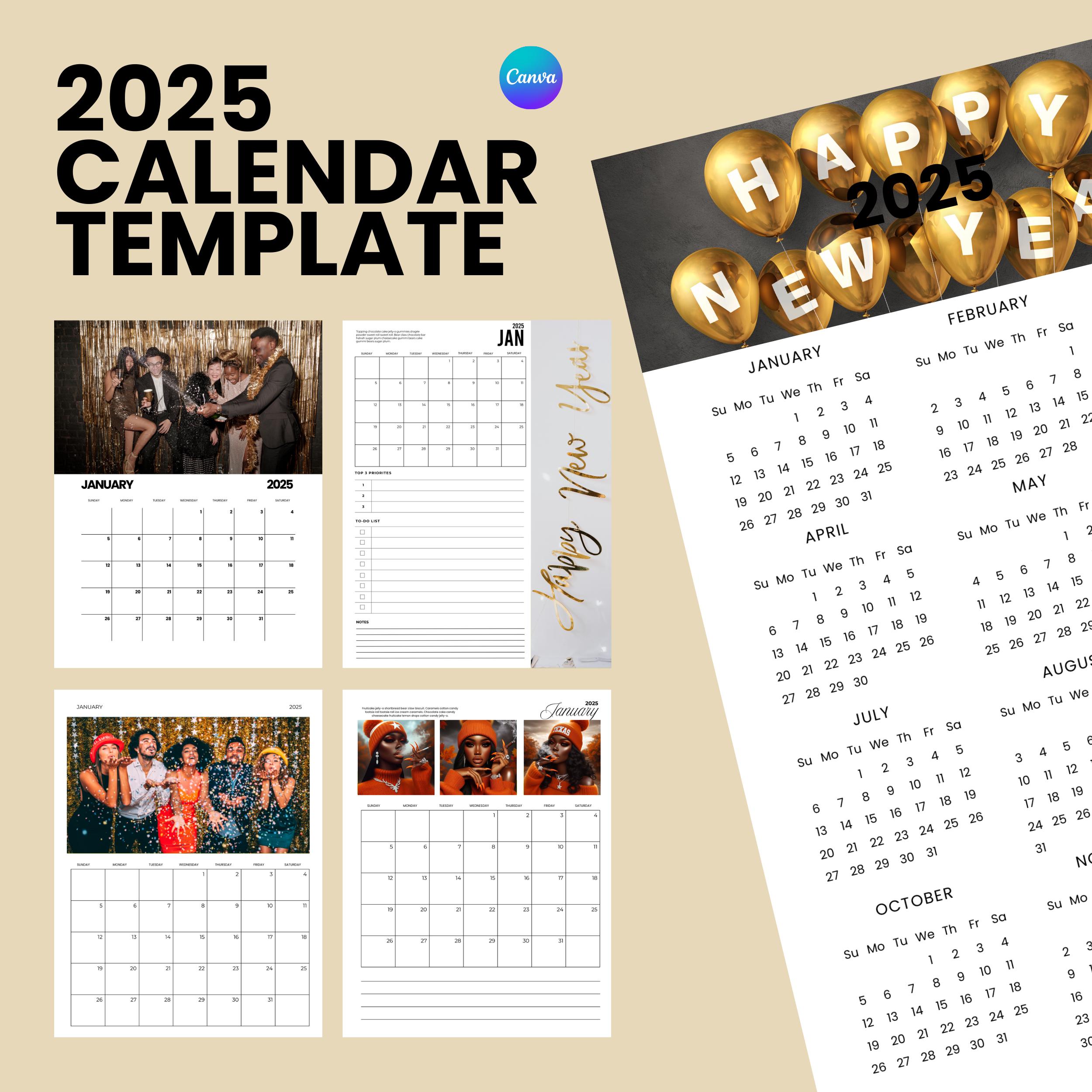 2025 Printable Calendar Templates | Editable Canva Designs | 7 ...