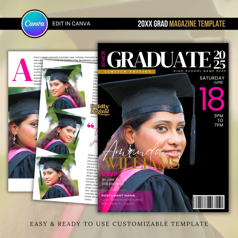 Graduation Magazine Template, 2025 Graduation, Magazine Graduation ...