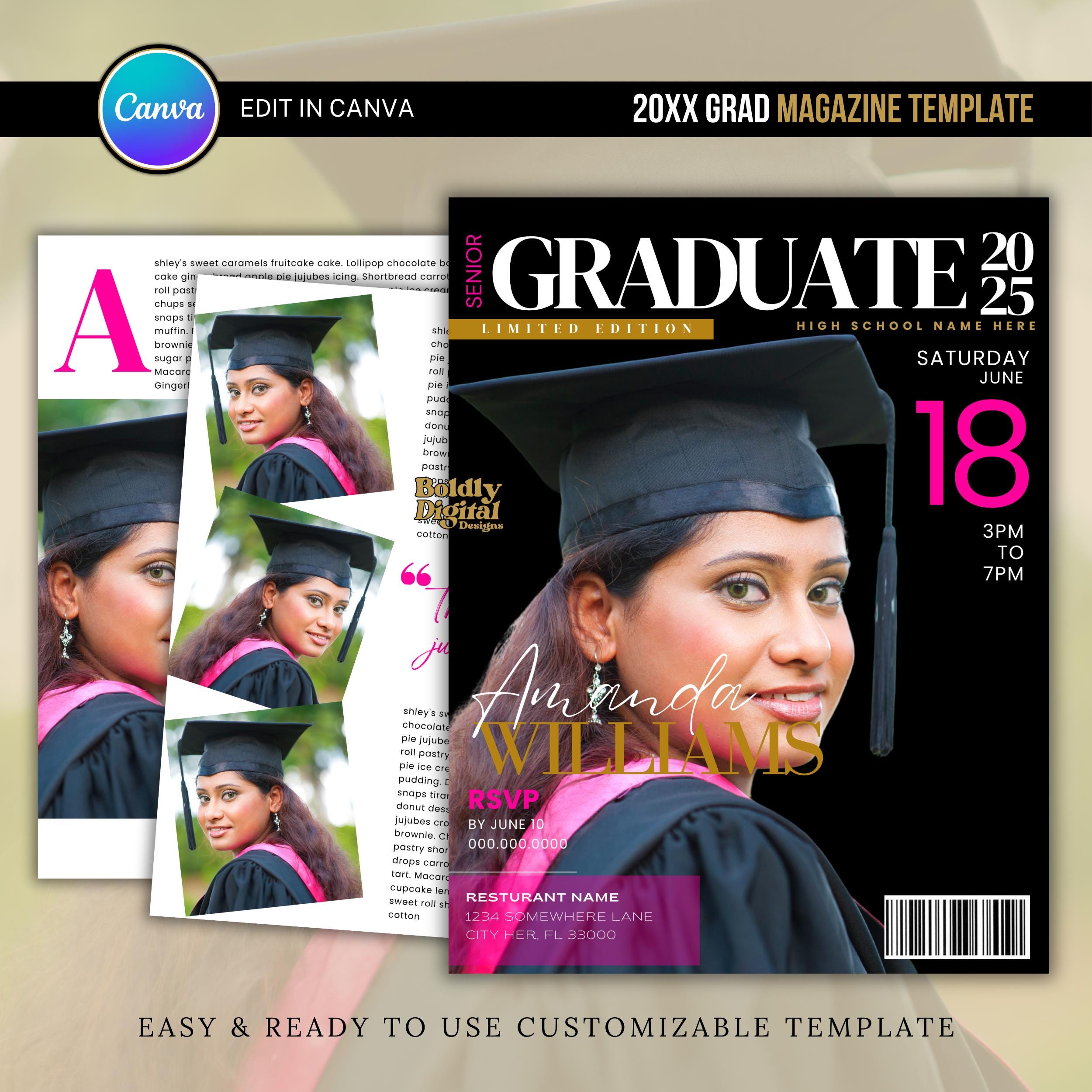 Graduation Magazine Template, 2025 Graduation, Magazine Graduation ...