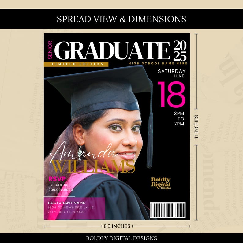 Graduation Magazine Template, 2025 Graduation, Magazine Graduation ...