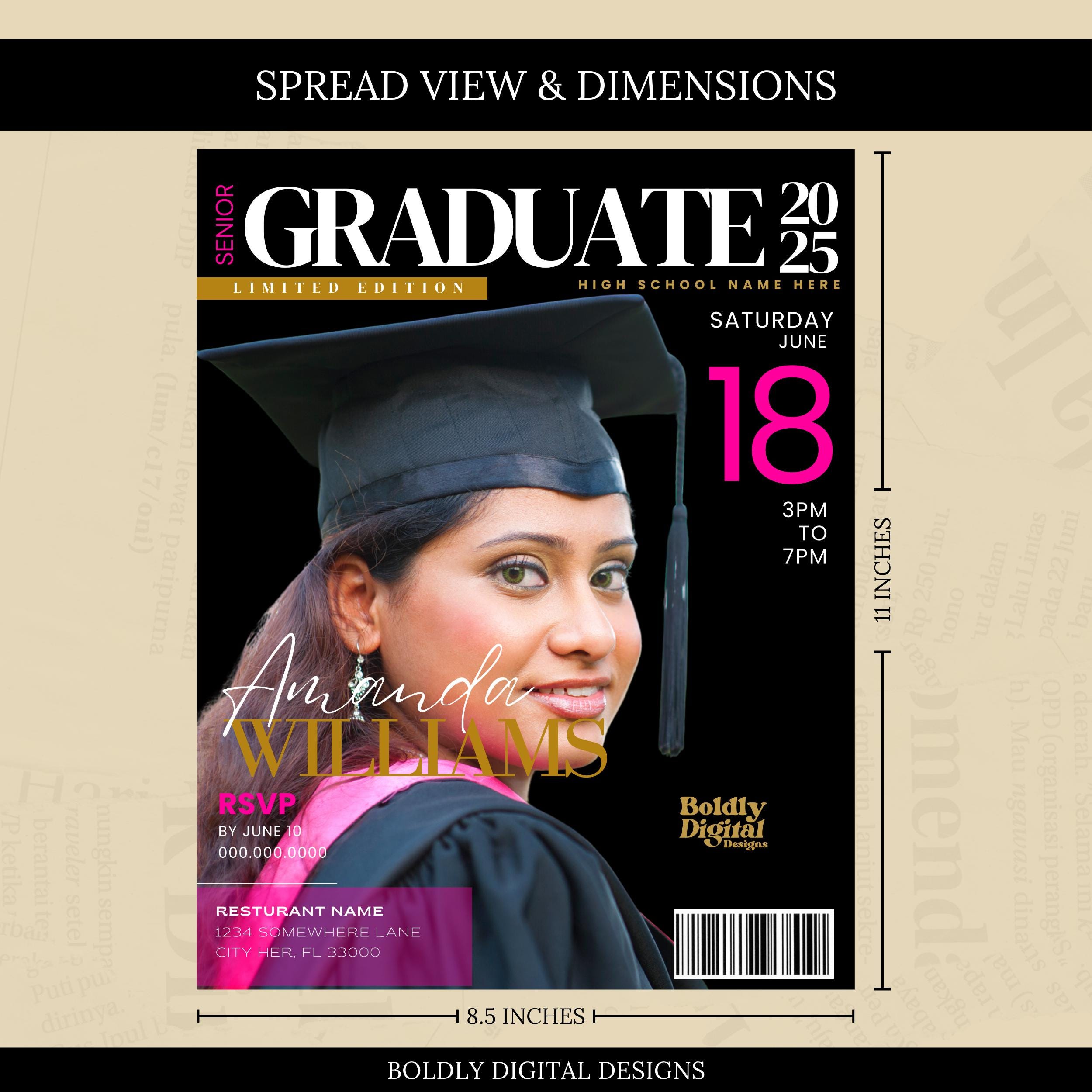Graduation Magazine Template, 2025 Graduation, Magazine Graduation ...