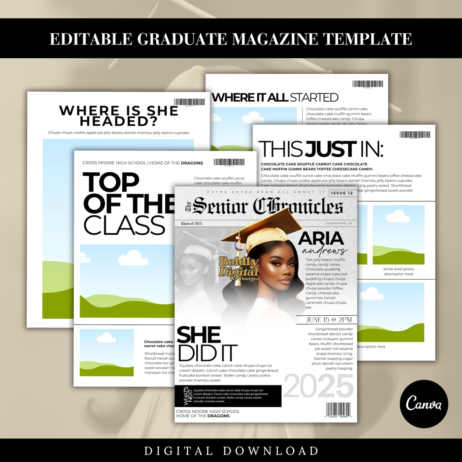 Graduation Magazine Template, 2025 Senior Graduation Magazine Booklet ...