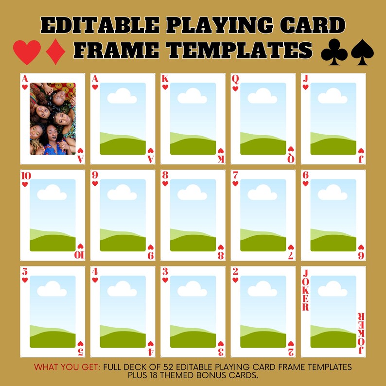Custom Playing Cards Template, Poker Card Template, Play Card Photo ...