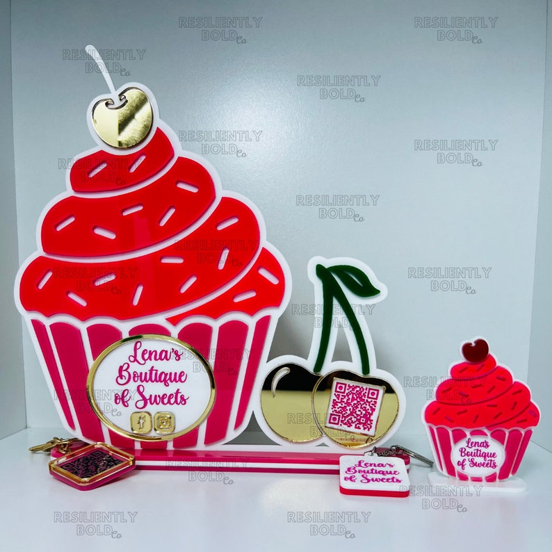 Cupcake Social Media Sign, Glowforge Laser File, Sweet Treats Decor ...