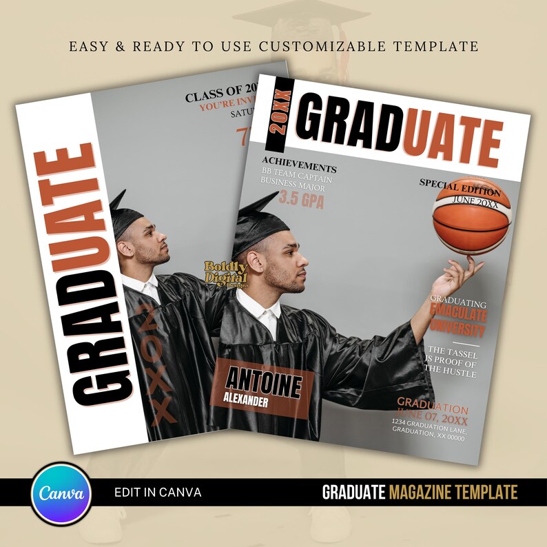 Graduation Magazine Template Bundle, 2025 Graduation, Senior Class of ...
