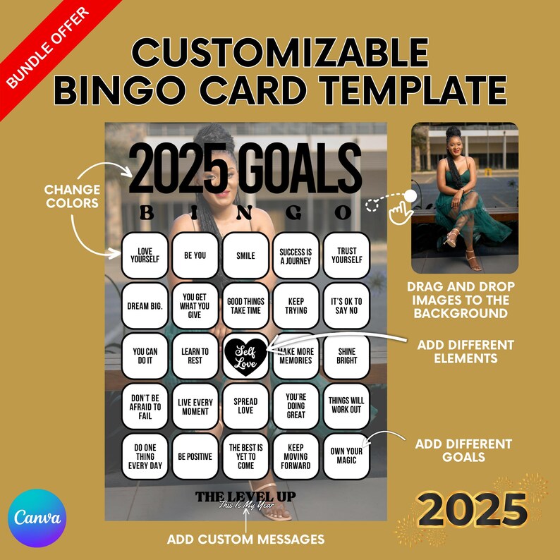 2025 Bingo Card, 2025 Vision Board, New Year Resolution, New Year Goals ...