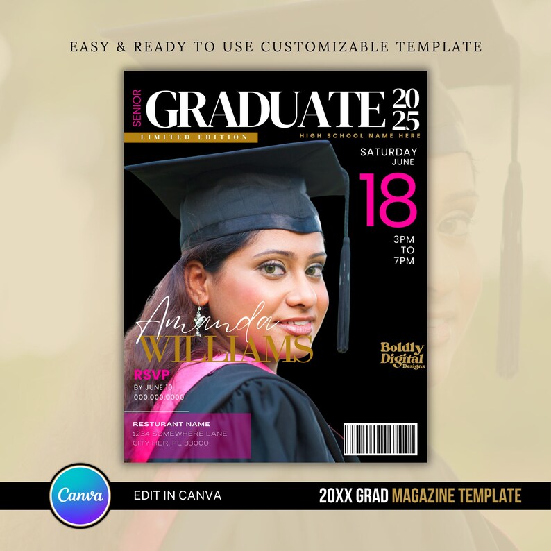 Graduation Magazine Template, 2025 Graduation, Magazine Graduation ...